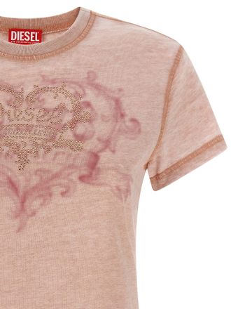 Diesel Rhinestone-Embellished Burnout Jersey T-shirt - Pink