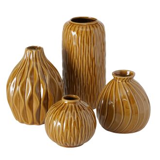 Boltze 4 x Vase Zalina Porzellan braun H&ouml;he 9-19 cm