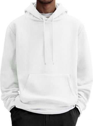 Coofandy Hoodie Herren Kapuzenpullover Fleece Kapuzenpulli Baumwolle Sweatshirt mit Kapuze Basic Winter Hoodies für Männer Weiß XXL