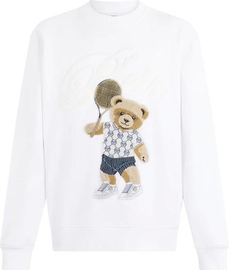 Philipp Plein Homme, Sweatshirts et sweats &agrave; capuche, Blanc, Taille: S SweaT-shirt Col Rond Teddy Tennis