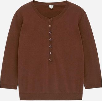 Arket Henley-Oberteil Aus Baumwolle -Braun