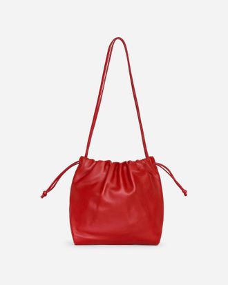 Arket Kleine Ledertasche Mit Raffung -Rot