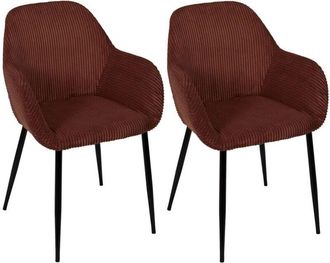 Altobuy Altobuy - amory - Lot de 2 fauteuils de table en velours côtelé coloris terracotta