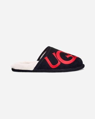 UGG Scuff Logo Hausschuhe f&uuml;r Herren in Black, Gr&ouml;&szlig;e Wildleder