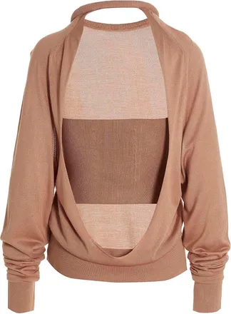 RAMAEL Silk Cut-Out Sweater - Beige