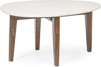 BIZZOTTO Bizzotto - Table basse 70x50x36 cm avec plateau en marbre blanc et pieds en bois