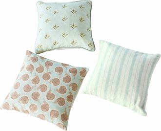 Loberon Kissenhülle 3er Set Père, Natur-inspirierte Muster, Angenehme Weichheit, Unterschiedliche Print, Kissenbezüge, Wohn-Accessoires, Baumwolle, bunt