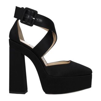 Jimmy Choo London Satin Plateau Sandalen - - Shoes - Damen - Schwarzk - 39 1/2 EU