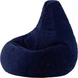 Icon Brand Dalton Sitzsack Cord, Marineblau, Gaming Sitzsack Erwachsene mit F&uuml;llung, Bean Bag, Cord Sessel, Lounge Sessel, Lounge Stuhl, Schlafzimmer, Wohnzimmer