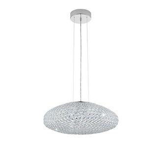 Eglo Clemente, Suspension 3 Ampoules, Suspension Élégante, en Acier et Cristal en Chrome, Transparent, Lampe de Table de Salon Suspendue avec Douille E27