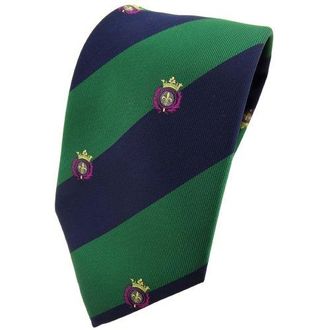 TigerTie cravate vert feuille verte bleu fonc&eacute; ray&eacute; avec blason - Tie