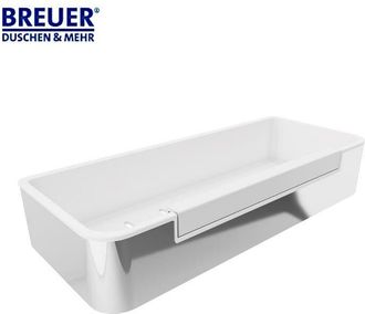 Breuer Moderner Duschkorb Seifenkorb, rechteckig, inkludierter Glasabzieher, wei&szlig; chrom