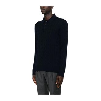 Gran Sasso Homme, Pulls, Noir, Taille: XL Pull Polo en Tricot Torsad&eacute;