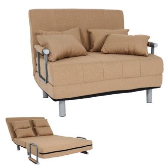 Mendler Schlafsessel HWC-K29, Klappsessel Schlafsofa G&auml;stebett Relaxsessel, Liegefl&auml;che 186x97cm Stoff (270g/m&sup2;) - Creme-beige