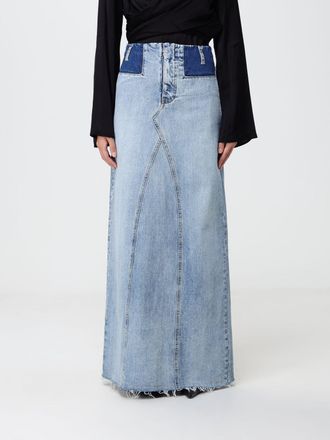 Maison Margiela Jupe longue en cuir &agrave; taille haute avec Four Stitches
