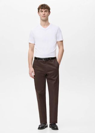 Mango T-shirt 100 % coton col V slim-fit blanc - Homme - XXL - MANGO MAN