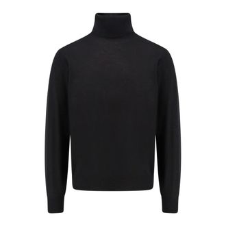 Brunello Cucinelli Homme, Pulls, Noir, Taille: 2XL Pull à col roulé côtelé à manches longues