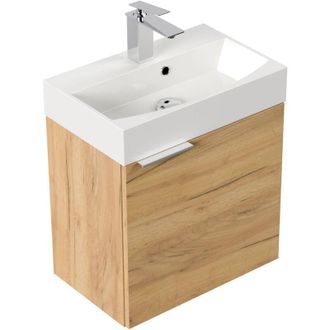 Magnolia Home G&auml;ste WC Badm&ouml;bel Kubus Slimline 50cm SoftClose eiche gold