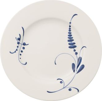 Villeroy & Boch Villeroy und Boch Vieux Luxembourg Brindille Speiseteller, 27 cm, Premium Porzellan, Wei&szlig;/Blau