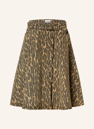 Ganni Jeansrock In Wickeloptik beige