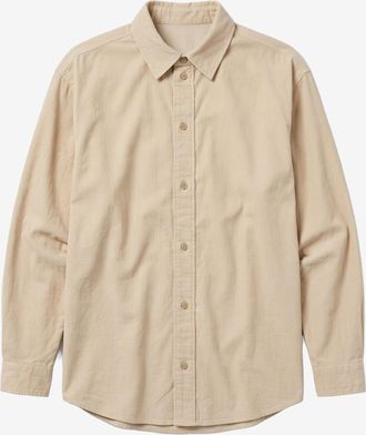 Knowledge Cotton Apparel Damen vegan Hemd Vega Lockere Passform Cord Helles Federgrau