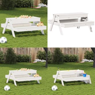 vidaXL Table de pique-nique avec bac &agrave; sable pour enfants pin massif - Table De Pique-nique - Table Enfant - Mobilier De Jardin - Table Ext&eacute;rieure - Jeu