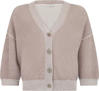 PESERICO Femme, Pulls, Gris, Taille: 42 FR Cardigan en Lin et Coton