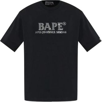 A Bathing Ape t-shirt à ornements strassés - Noir