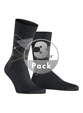 Burlington Herren Socken schwarz Baumwolle gemustert