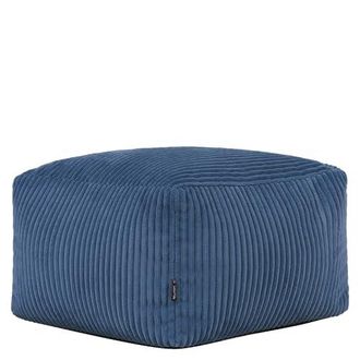 Icon Brand Amara Hocker, Denimblau, Flauschiger Cord Stoff, Sitzsack Cord, Sitzpuff Hocker mit F&uuml;llung, Fu&szlig;hocker f&uuml;r das Wohnzimmer, Deko Wohnzimmer