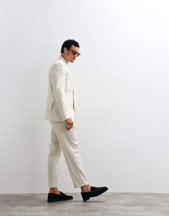 Mango Boston - Hose aus Leinenmix in Ecru, Kombiteil-Neutral