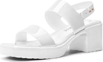 Castamere Femmes Carré Bout Bloc Chunky Talon Heel Plate-forme Lanières Cheville Sandales Dress Décontracté Party Chaussures 6.5 CM Heels Blanc 41 EU