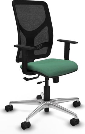 Piqueras y Crespo Computerstuhl mit 1D-Armen, h&ouml;henverstellbare Lendenwirbelst&uuml;tze, ausgestattet mit Syncro/Traslack und Schneideschaum, Schwarz / Smaragdgr&uuml;n