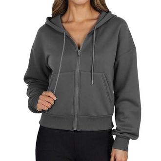 Generic 2026 Vestes &agrave; capuche &agrave; fermeture &eacute;clair pour femmes &agrave; manches longues, gris, XL