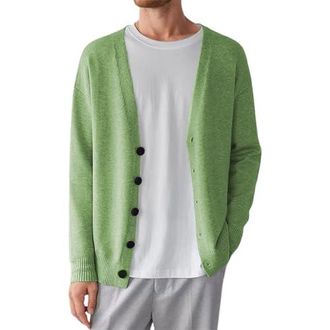 Generic Gilet Homme Hiver Chaud - Cardigan pour Homme en Tricot Confortable Coupe Ample Style cor&eacute;en d&eacute;contract&eacute; Veste boutonn&eacute;e ext&eacute;rieur Polyvalente Saisons