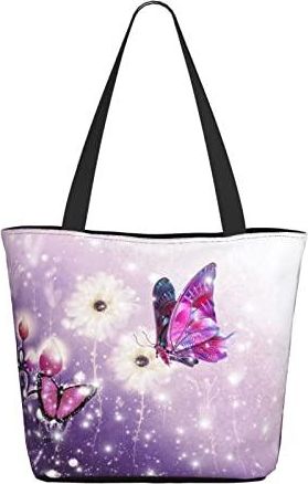 AOOEDM Sac &agrave; provisions pour femme papillons violets 33 x 28 x 17 cm. Le cadeau parfait pour la Saint-Valentin. Cest de la Saint-Valentin pour maman, fille, 