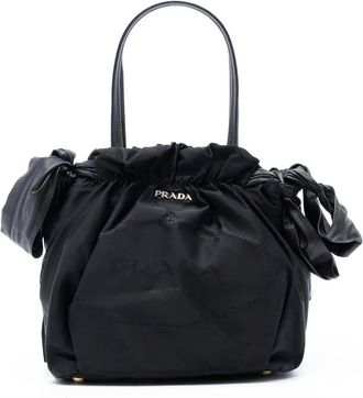 Prada Hobo Bags - Tessuto Logo Bow Satchel - Gr. unisize - in Schwarz - f&uuml;r Damen