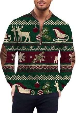 Generic Sweats à capuche pour homme - Manches longues - Fermeture éclair - Décontracté - Sport - Ample - Manches longues - Pull dhiver - Coupe ajustée, Vert, 