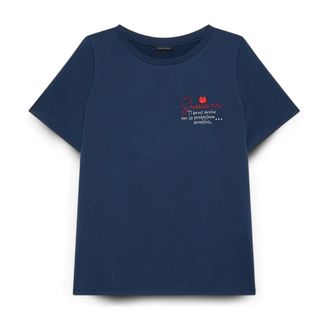 Fiorella Rubino Baumwoll-T-Shirt mit Schriftzug - - Tops - Damen - Blau - XL