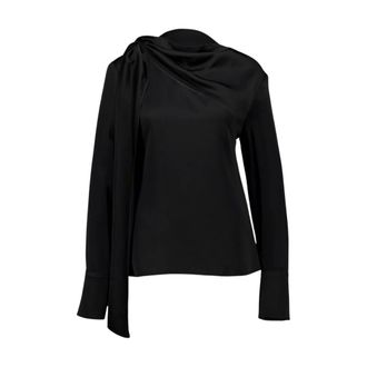 Givenchy Schwarze Drapierte Schleifenbluse - - Blouses & Shirts - Damen - Schwarzk - M