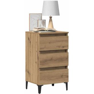 vidaXL Table de chevet avec pieds en m&eacute;tal ch&ecirc;ne artisanal 40x35x69 cm Vidaxl
