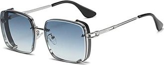 Generic Punk hommes et femmes lunettes de soleil carrées lunettes de soleil en plein air vacances tir de rue lunettes de soleil décoratives (couleur : C, tail