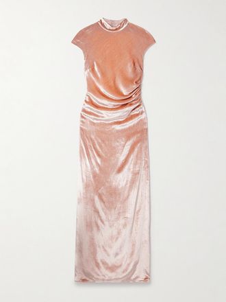 Staud Tina Robe Aus Gerafftem Samt Mit Freier Rückenpartie - Pink