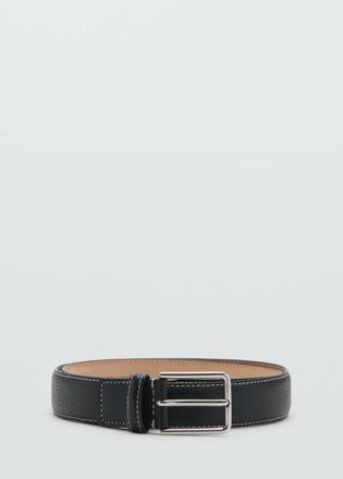 Mango Ceinture cuir coutures contrast&eacute;es noir - Homme - 100 - MANGO MAN
