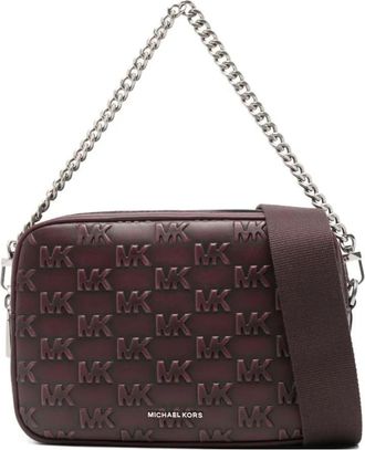 Michael Kors Hobo Bags - Burgundy Logo-Embossed Lamb Leather Shoulder Bag - Gr. unisize - in Schwarz - für Damen