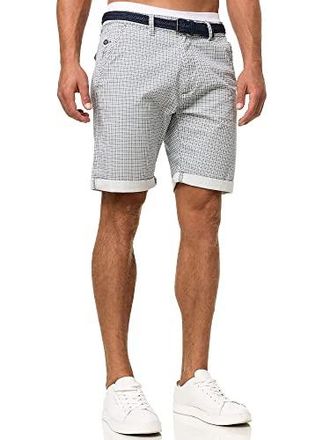 Indicode Hommes Bourchier Chino Shorts | Pantalon Court Chino avec Ceinture DK Denim XL