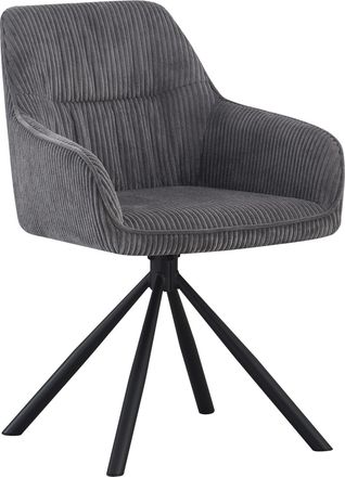CARRYHOME Armlehnstuhl, Schwarz, Dunkelgrau, Metall, Textil, Drehkreuz, 56x83x62 cm, Stoffauswahl, Sitzfl&auml;che 360&deg; drehbar, inklusive Armlehnen, Esszimmer, St&uuml;h
