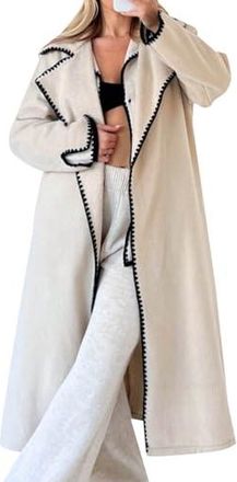 Generic Parka ImperméAble Chaude Femme Gilet Long Laine Femme Grosse Maille Veste Surchemise Femme Sherpa Femme Manteau Droit Noir Femme Manteau Ecru Femme Ve