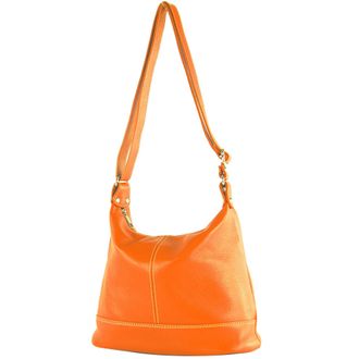 modamoda.de T251 - ital. Umh&auml;ngetasche Gr&ouml;&szlig;e M aus Leder, Farbe:Orange