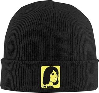 Generic Chapeau dHomme, Visage de Fille Logo Cheveux Noirs Jaune Hommes, Unisexe Bonnet, Bonnet, Cadeau de Cyclisme en Plein air Chaud Hiver